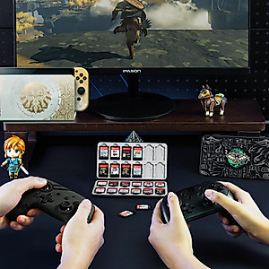 JINGDU 24-Slot Switch Game Case for Switch Games & micro SD Cards, Hard Shell, Soft Lining, [Shockproof, Portable], the Switch Game Holder Suitable for NS, Lite & OLED Games, Black
