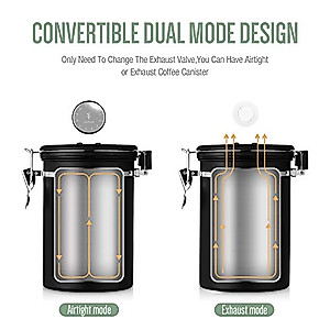 Soulhand Coffee Canister, Stainless Steel Airtight Coffee Storage Container with Scoop, Date Tracker and Information Card, Coffee Canister Coffee Accessories for Beans, Sugar and Tea-22oz/660g(Black)