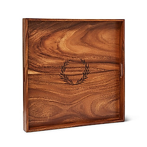 Walnut Brown Serving Tray - 24x24 inches, Extra Large Ottoman Tray, Solid Wood Non-Warping, Coffee Table Tray, Breakfast in Bed, Couch Tray, Coffee Tray