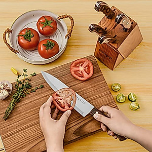 Emojoy Kitchen Knife Set,Knife Set for Kitchen with Block 6 Pcs High Carbon Stainless Steel Wooden Handle Knife Block Set without Steak Knives…