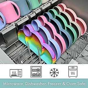 PrimaStella Silicone baby & toddler plate, baby led weaning supplies - Easy-reach design for self-feeding (Plum Pink Purple)