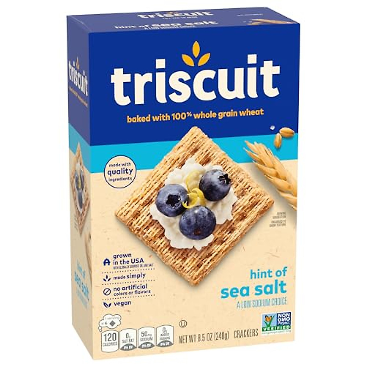 Triscuit Hint of Sea Salt Whole Grain Wheat Crackers, Vegan Crackers, 8.5 oz