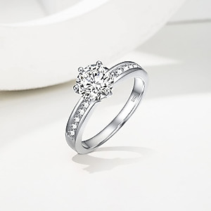 OLIVIASO 925 Sterling Silver Engagement Ring 2.5ct Round Solitaire Cubic Zirconia Rings Promise Eternity Rings for Women Size 6