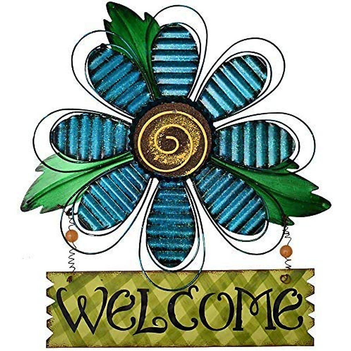 Vintage Blue Flower Welcome Sign for Your Home & Garden