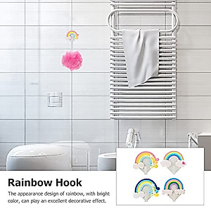 Cabilock 4Pcs Clouds Star Rainbow Storage Hooks Adhesive Wall Hooks Sundries Hooks Wall Mounted Key Coat Hat Hanger for Bathroom Living Room Bedroom