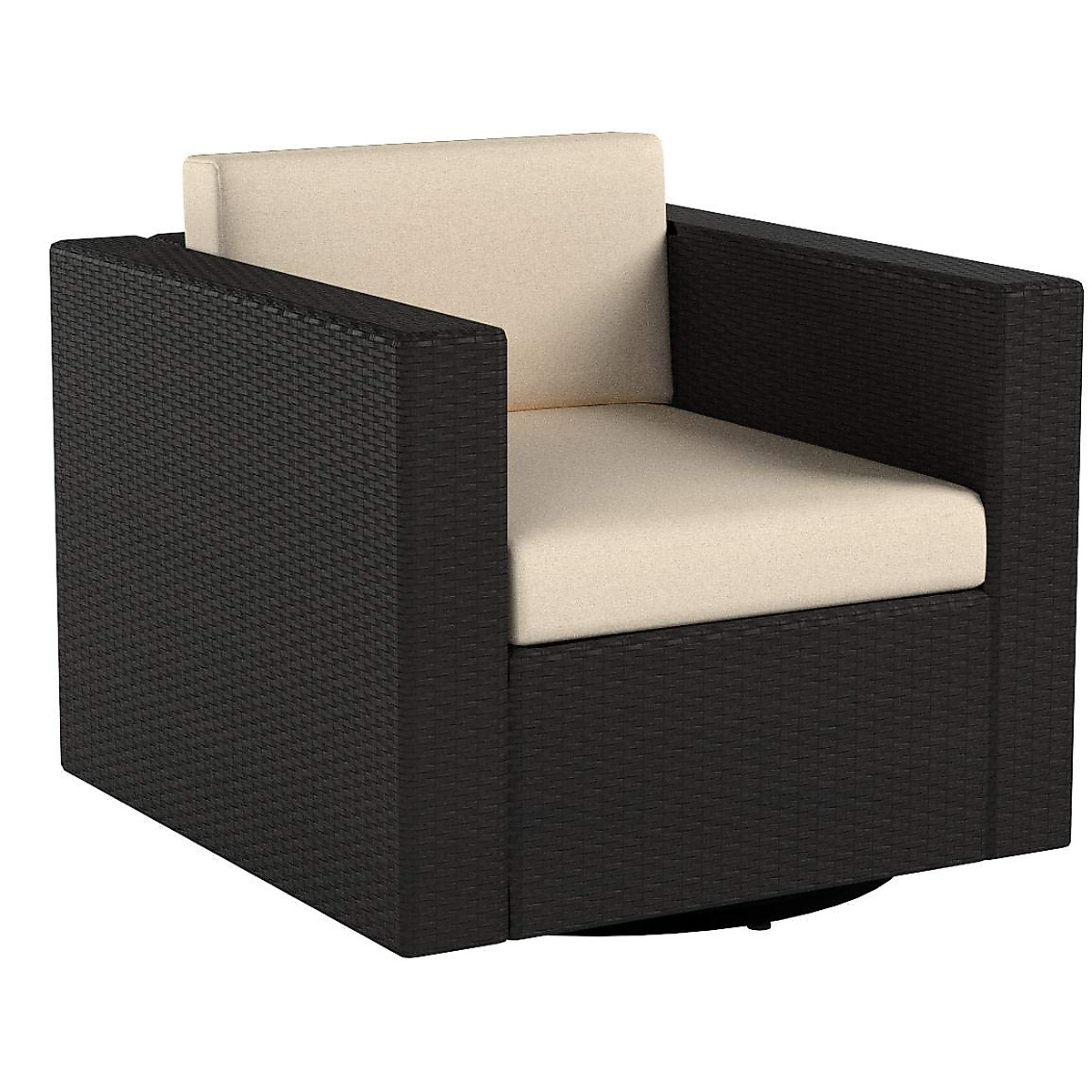 Christopher Knight Home Puerta Outdoor Wicker Swivel Club Chairs with Water Resistant Cushions, 2-Pcs Set, Dark Brown / Beige