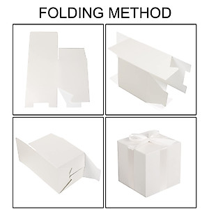 COTOPHER Small Gift Boxes 25 Pack 6x6x6 inches White Gift Boxes with Lids for Gifts, Crafting, Wedding Party Favor, Cupcake Boxes, Candy, Bridesmaids Proposal Box with Ribbons and Stickers