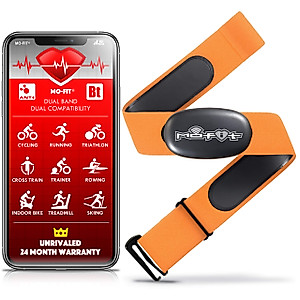 Mo-Fit Heart Rate Monitor Chest Strap for Garmin, Apple, Android, Peloton, Zwift, Strava, ANT+ and Most Bluetooth 4.0 Enabled Fitness Devices
