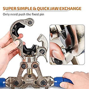 iCrimp Copper Tube fittings Crimping tool with 1/2,3/4 and 1-inch Jaw for ProPress copper fitting IWISS-1632AF