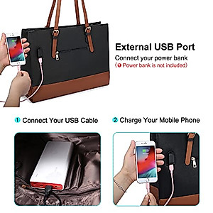 LOVEVOOK Laptop Bag for Women Work Bag 15.6 inch Large Capacity Computer Tote Handbag Faux Leather Shoulder Bag Purse