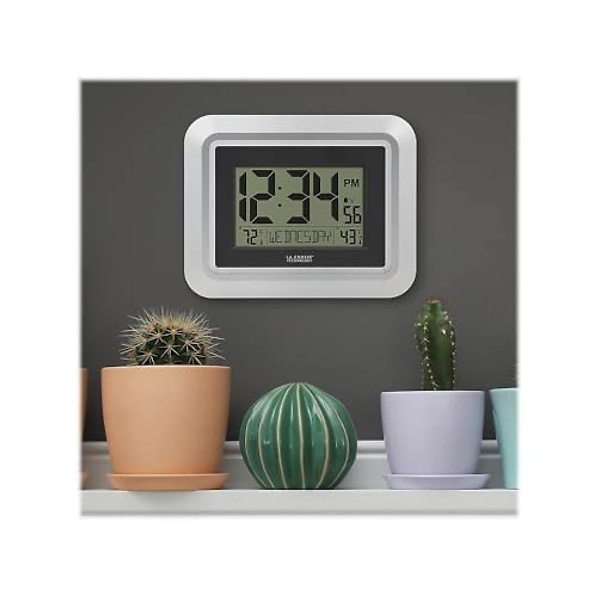 La Crosse Technology 513-1918S-INT Atomic Digital Wall Clock with Outdoor Temperature