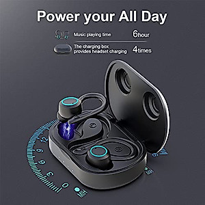 APEKX True Wireless Headphones, Update 5.1 Auto Pairing Touch Control HiFi Stereo Sound in-Ear Earphones Binaural Call Headset with Built-in Mic and Charging Case for Sports Running Black