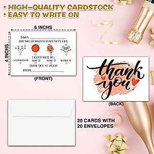 Chuxvon Kids Thank You Cards Fill in the Blank, Sports Thank You Cards, All Star Sports Greeting Cards, Thank You Notes For Boys, Birthday Party Decorations Favors (20 Cards With 20 Envelopes) -26