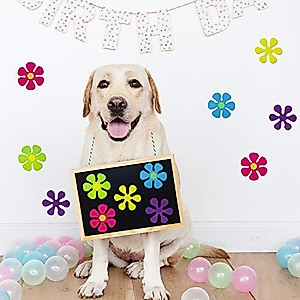 50 Pieces Retro Flower Cutouts Retro 60s Party Prop Paper Flower Cutout for Party Decorations