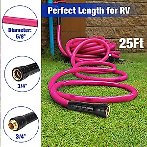 PAULINN RV Camper Garden Water Hose 5/8 in 25 FT | Drinking Fresh Water Hose for Garden RV Camper Boats Water Hose | Food Grade, Phthalate, BPA Free | No Kink and Flexible Garden Water Hose