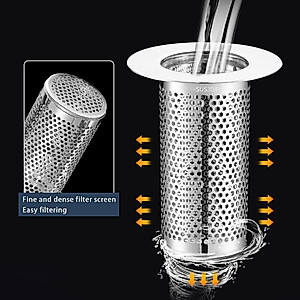Generic Stainless Steel Floor Drain Filter, 2024 New Bathtub Sink Strainer, up Sink Filter, Rustproof Sink Strainer, Bathroom Sink Strainer for Kitchen,Bathtub and Floor Drain (5 * 3.3cm)