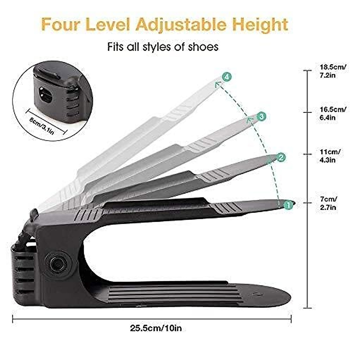 ZXY-NAN 10Pcs Shoe Slots Organizer Adjustable Shoe Stacker Double Deck Shoe Rack Holder Compatible with Closet Organization Home Yoga Studio Home Organization