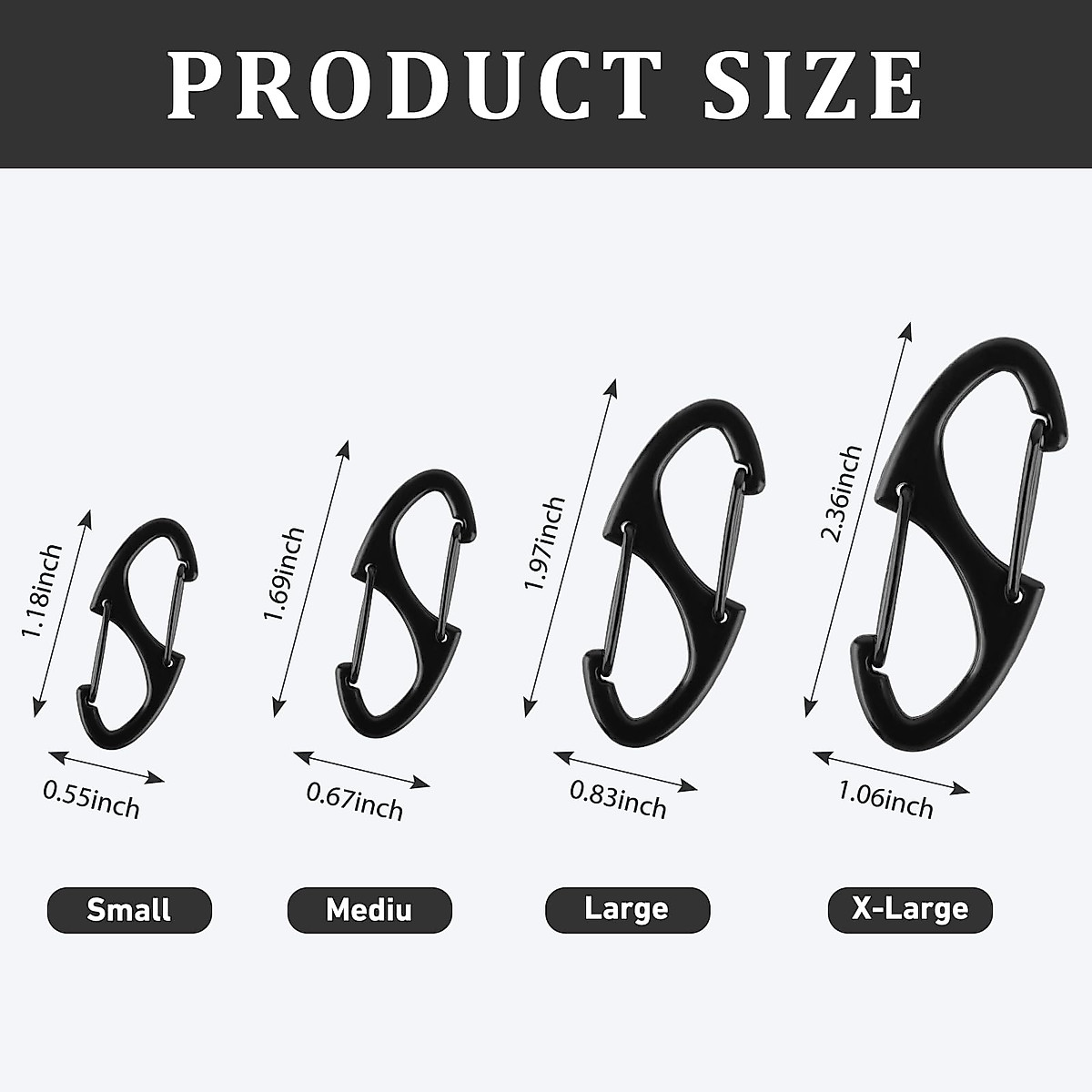 Zipper Clips Anti Theft, 20 Pcs Zipper Pull Locks for Backpacks, Double-Sided Spring S Carabiner Clasps Theft Deterrent for Luggage Suitcase Handbags Keys Purse(Triangle Black)