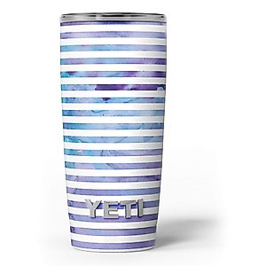 Design Skinz White Horizontal Stripes Over Purple and Blue Clouds - Skin Decal Vinyl Wrap Kit Compatible with The Yeti Rambler Cooler Tumbler Cups