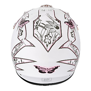 TCMT Youth Pink Butterfly Dirt Bike ATV Helmet Motocross with Goggles and gloves Large
