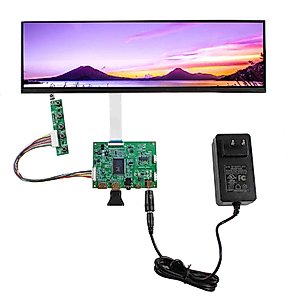 VSDISPLAY 12.6" NV126B5M-N41 12.6inch 1920X515 LCD Screen Work with 2 HD-MI Mini LCD Controller VS-RTD2556HM-V1 and 12V DC 2A Power Adapter Supply US Plug with 5.5x2.1mm/3.5x1.35 mm Port