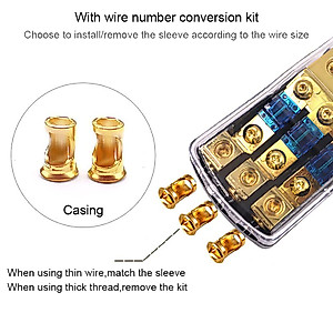 DriSentri 4 Way Fuse Holder HiFi Auto Fuse Distribution Block 60 Amp 12V Fusible Support 0 2 4 Gauge in 4/8 Gauge Out