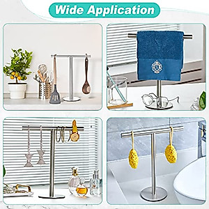 2 Pcs Towel Rack for Bathroom Hand Towel Holder Stand T-Shape Hand Towel Holder for Bathroom Stainless Steel Waterproof Bathroom Counter Organizer