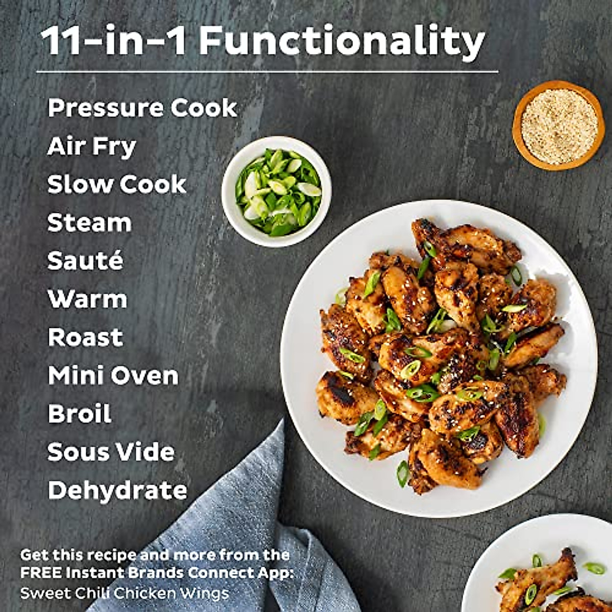 Instant Pot Duo Crisp Pressure Cooker 11 in 1, 8 Qt with Air Fryer, Roast, Bake, Dehydrate and more & Genuine Instant Pot Tempered Glass lid, Clear 10 Inch (26 cm) 8 Quart