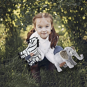 Safari Animals Stuffed Animals Plush – Jungle Animals Toys Set of 4 Wild Animals – Lion, Elephant, Zebra and Giraffe Stuffed Animal – Soft, Squeezable and Lifelike Toys for Kids