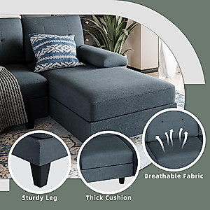 Shintenchi Sectional Sofa Couches for Living Room, U-Shaped Sofa Couch with Double Chaise, 4-Seat Sleeper Sofa Couch with Sofa Cushion & Linen Fabric for Living Room, Grey