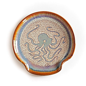 Georgetown Pottery Spoon Rest Purple Octopus, Handmade, Made in USA, Ceramic