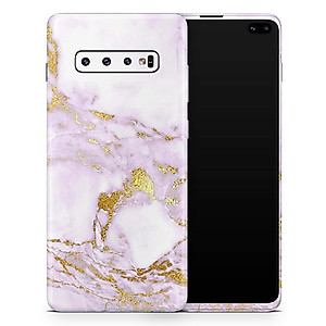 DesignSkinz Purple Marble & Digital Gold Foil V8 Protective Vinyl Decal Wrap Skin Cover Compatible with The Samsung Galaxy S20 (Screen Trim & Back Glass Skin)