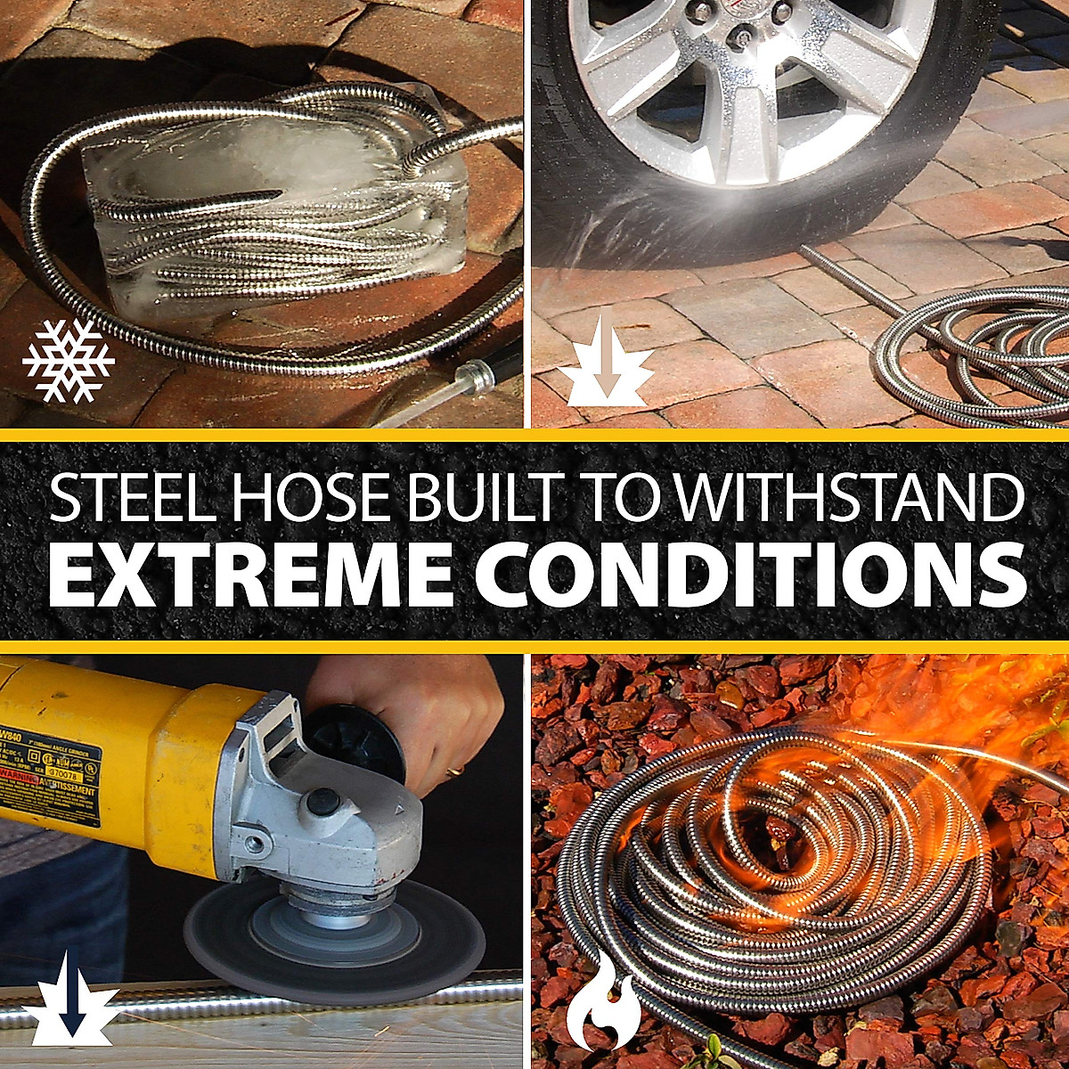 Bionic Steel 100 FT Garden Hose, 304 Stainless Steel Metal Water Hose 100Ft, Flexible Hose, Kink Free, Ultra Lightweight and Durable, Crush Resistant Fitting, Easy to Coil, 500 PSI - 2023 Model