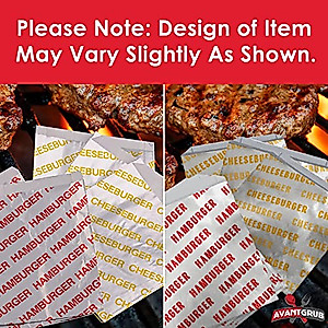 Retro, Grease Proof Burger Wrappers Combo 200pk. Insulated, Pro Quality Bulk Hamburger and Cheeseburger Bags are BPA Free. Large, Allergen Friendly BBQ Foil Paper Great Cooking Supply For Themed Party
