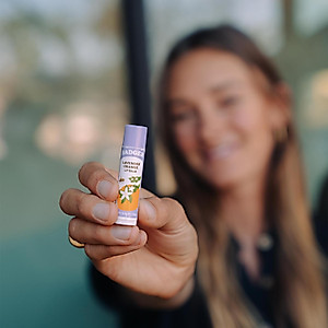 Badger Lavender Orange Classic Lip Balm, 100% Organic Lip Balm, Long Lasting Lip Care w/Light Silky Texture, Uplifting Orange & Calming Lavender Lip Balm, 4 Pack