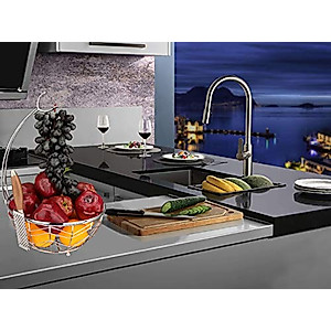 ROSYLINE Fruit Basket Banana holder, Elegant Fruit Bowl with Banana Tree Hanger (Chrome Finish)