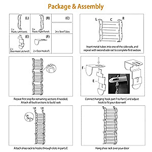 Moclever 36Pair Over-The-Door Shoe Rack, 12 Layers Wall Hanging Closet Shoe Organizer Storage Stand