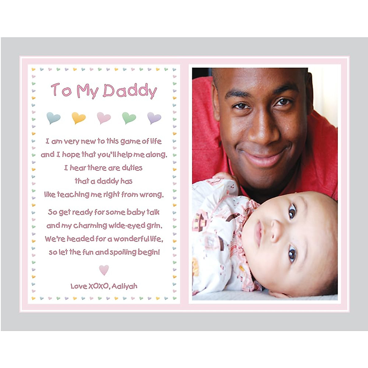 Baby Girl to Daddy Gift for Valentine's Day or Birthday, 8x10 Print Personalized with Name and Photo