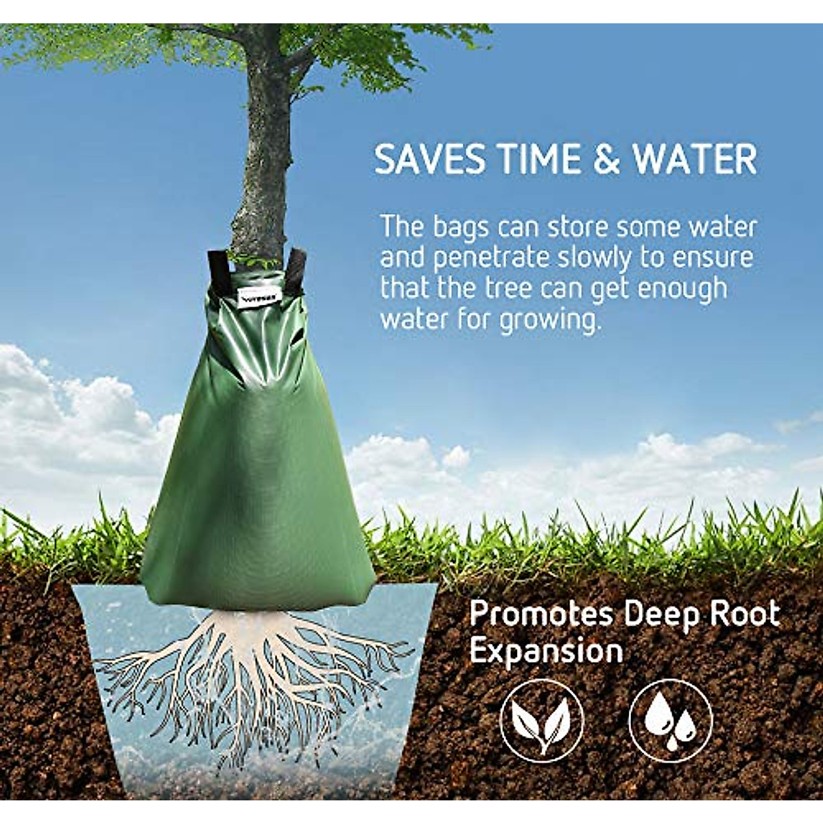 VIVOSUN 2-Pack 20 Gallon Watering Bag for Trees, Premium PVC Tree Irrigation Bags, Slow Release, 5-8 Hours Releasing Time