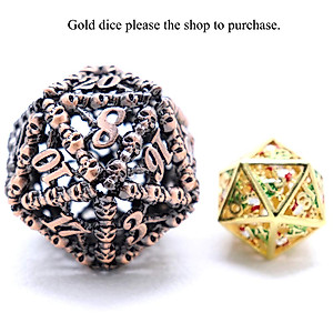 HVCMISHILE 40mm Large D&D Hollow Metal D20 Skull Galore Dice for DND Dungeons and Dragon of Pathfinder Tabletop RPG Polyhedral Dice (Antique Copper D20 Skull Dice)