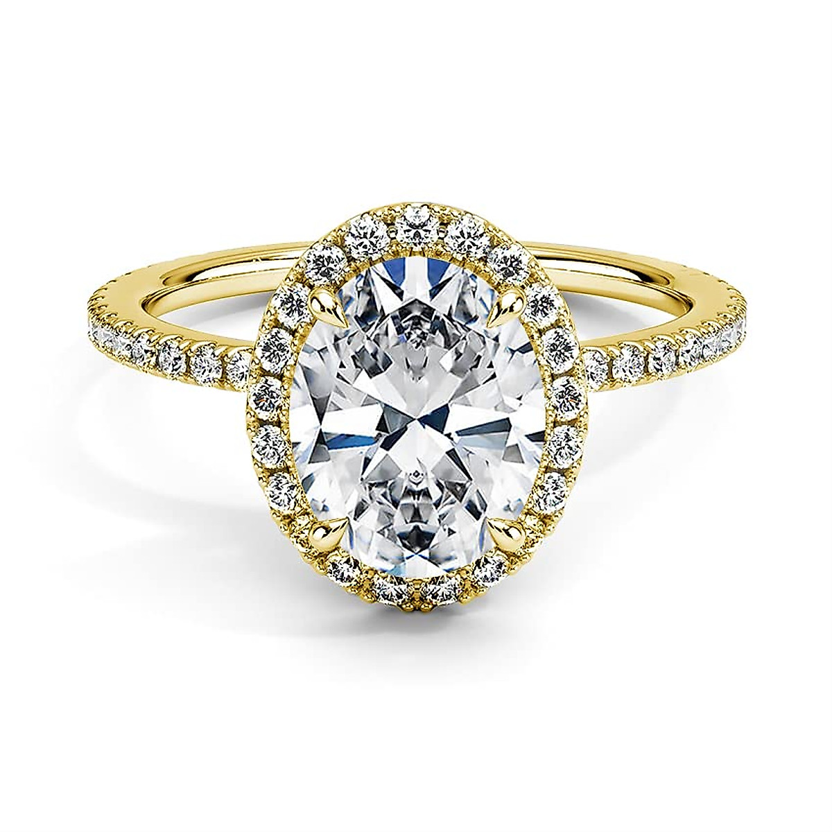 Blocaci Engagement Ring 2.5 CT Oval Shape Halo Moissanite Engagement Rings for Women Gold Plated Silver Free Engraving