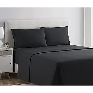 KAYLEN HOME 1800 TC Deep Pocket Full Size Sheets Set up to 16" - Hotel Luxury Extra Soft Brushed Microfiber 4 PC Bed Sheet Set, Black