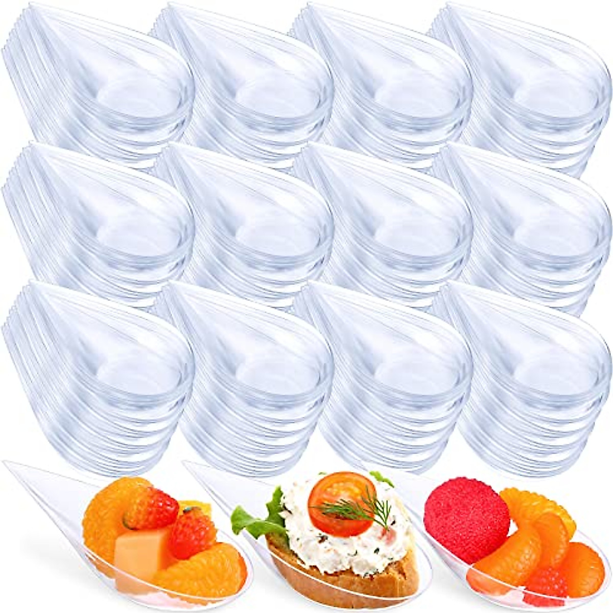 500 Pcs 4 Inch Appetizer Spoons Tear Drop Mini Appetizer Plates Plastic Catering Supplies Disposable Appetizer Tasting Spoons Asian Spoon for Desserts and Appetizers Sample Serving Party(Clear)