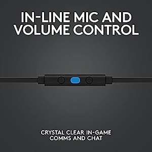 Logitech G333 Gaming Earphones with Dual Audio Drivers, in-line mic and Volume Control, Compatible with PC/PS/Xbox/Nintendo/Mobile with 3.5mm Aux or USB-C Port - Black