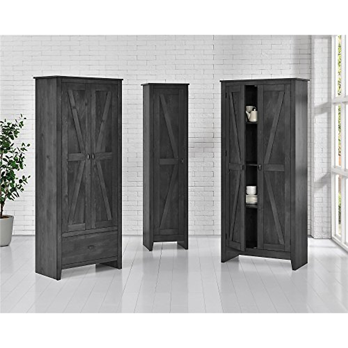 Ameriwood Home Farmington Wide Storage Cabinet, 18", Rustic Gray,7531196COM