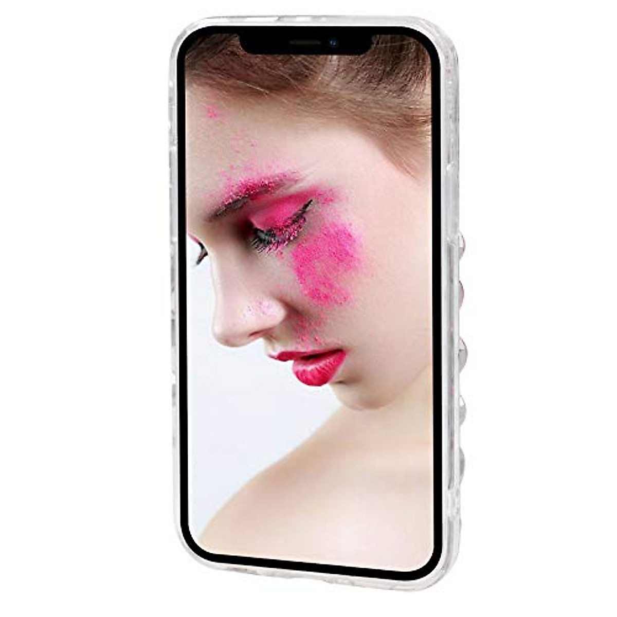 Crystal Mirror Case for iPhone 13 Pro,Luxury Sparkle Bling 3D Diamond Rhinestone Phone Case Women Girls Makeup MOIKY Clear Slim Shockproof TPU Bumper Protective Cover for iPhone 13 Pro(Pink)