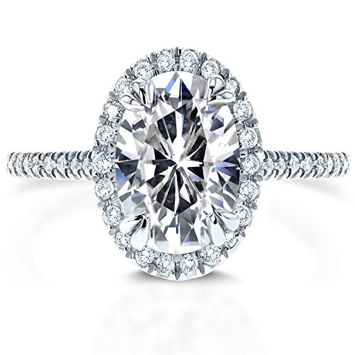 Kobelli Oval Moissanite and Lab Grown Diamond Halo Engagement Ring 1 4/5 CTW 14k White Gold (GH/VS, DEF/VS), 6.5