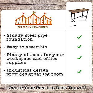 Industrial Pipe Desk Work From Home Set Up, Rustic Industrial Desk Home, Rustic Pipe Table With Industrial Pipe Desk, Industrial Computer Desk Workstation Metal Industrial Desk Style Modern Study Desk