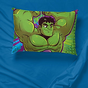 Jay Franco Marvel Super Hero Adventures Hulk Out 1 Pack Pillowcase - Double-Sided Kids Super Soft Bedding (Official Marvel Product)
