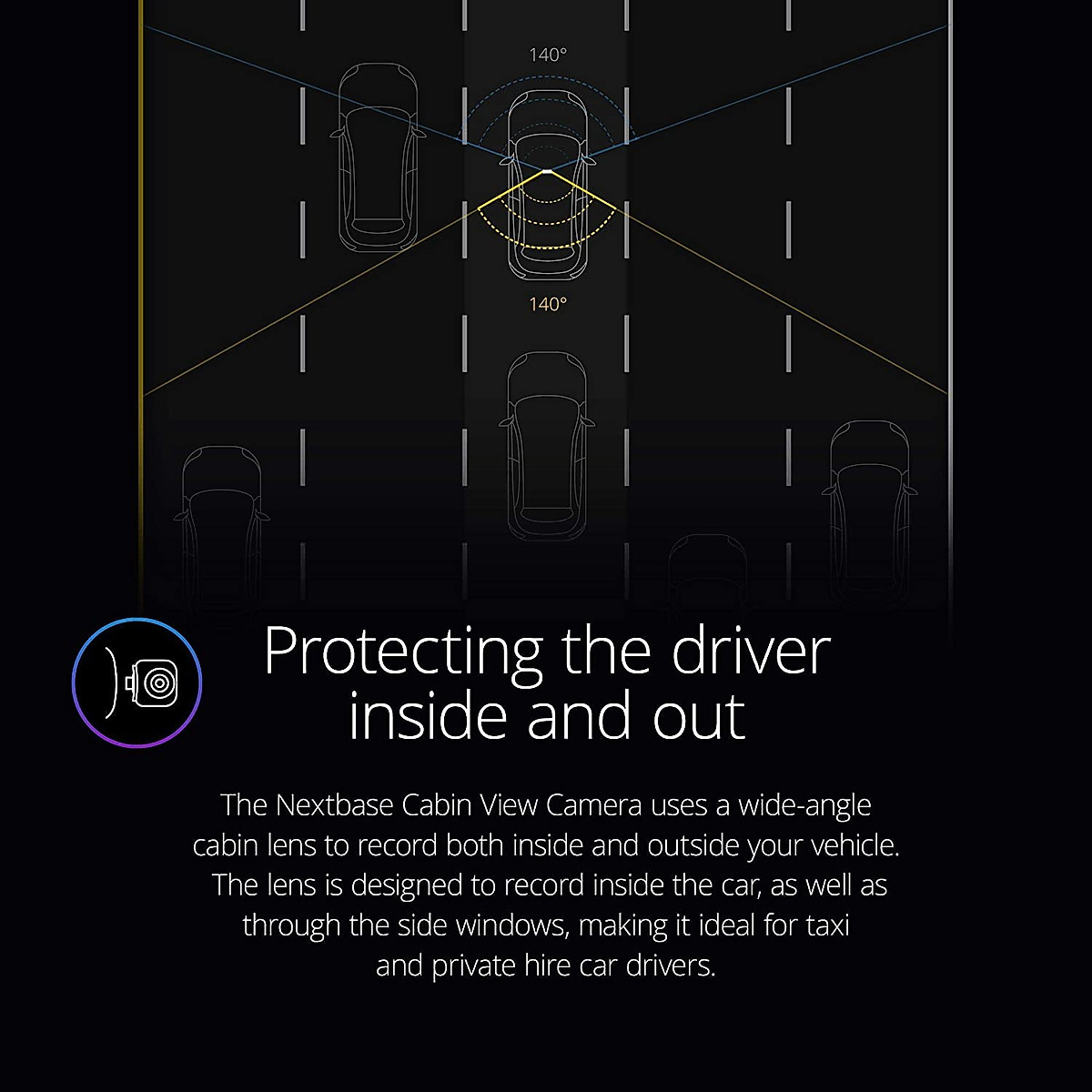 Nextbase Series 2 Cabin View Dash Camera - Wide-Angle Interior Recording, Compatible with Nextbase 322GW, 422GW, 522GW, 622GW Dash Cam Models - HD Quality Nextbase Dash Cam for Cabin View